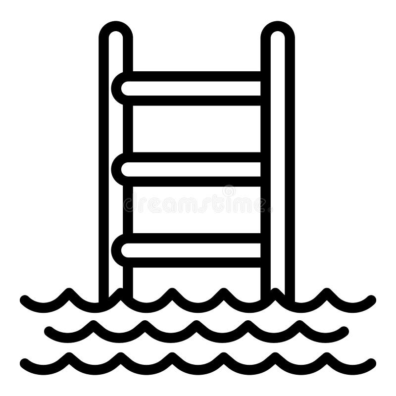 Ladder Water Pool Icon, Outline Style Stock Vector - Illustration of ...