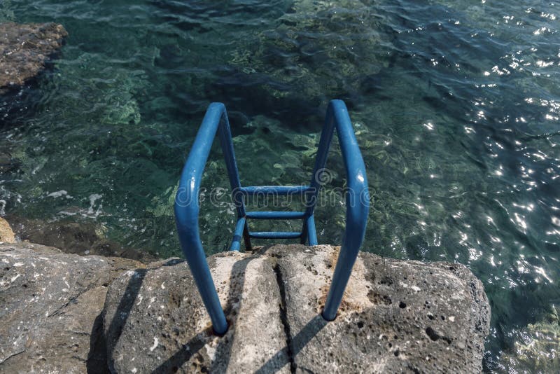 Ladders for the Descent into the Sea Stock Image - Image of railing ...