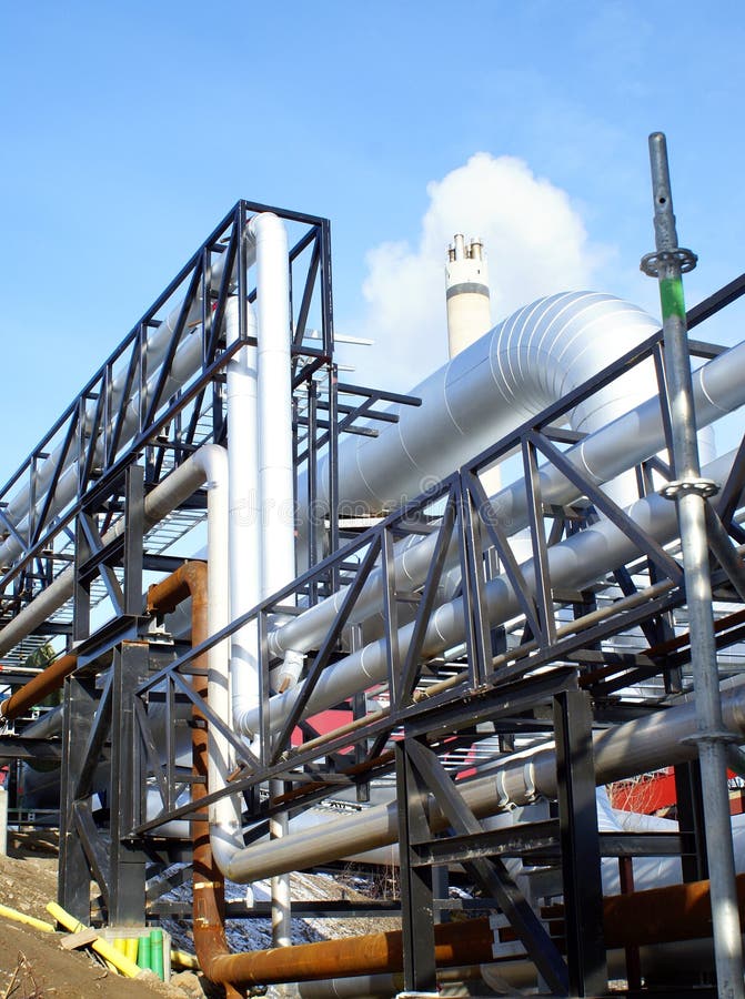 Ladders and Pipes Against Blue Sky Stock Image - Image of employee ...