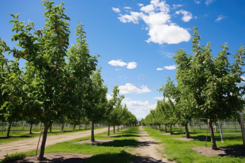 Laden Fruit Trees Under the Open Sky in Campus Orchard Stock Photo ...