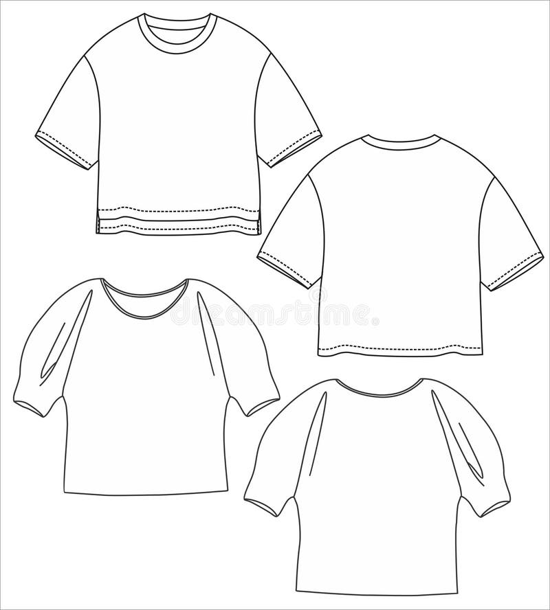 Ladies Crop Top Outline Artwork Design Vector Art Stock Vector ...