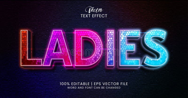 Ladies Editable Text Effect Style Stock Vector - Illustration of ladies ...