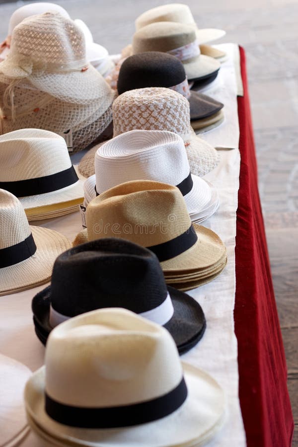 Ladies and Gents Hats on a Table Stock Photo - Image of wear, bands ...