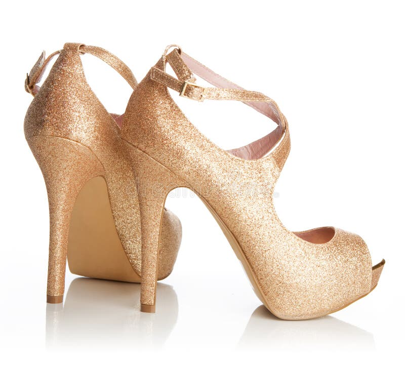 Ladies gold shoes stock image. Image of colourful, golden - 29186057