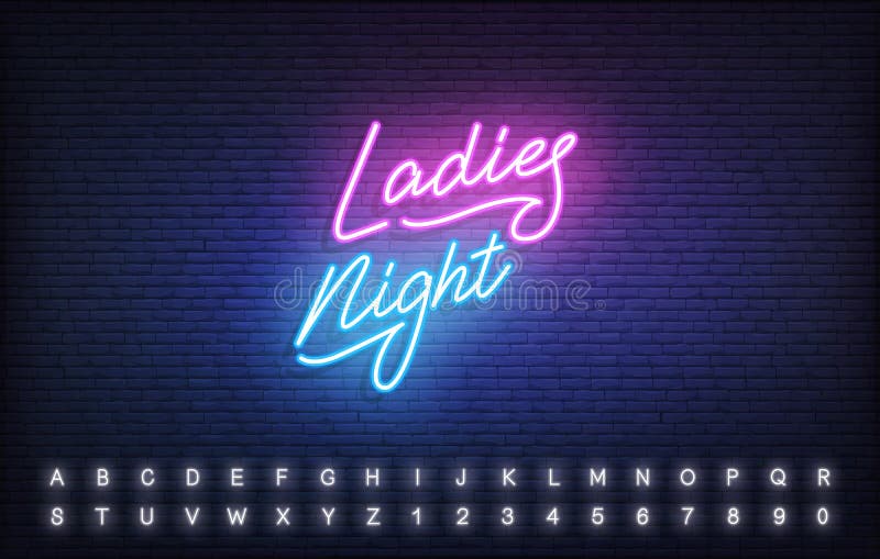 Ladies Night Neon Sign. Glowing Neon Lettering Ladies Night Template ...