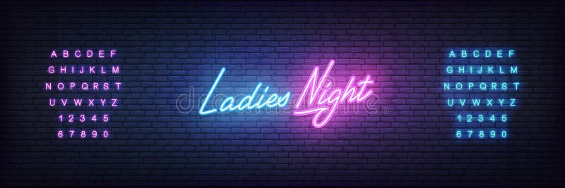 Ladies Night Neon Template. Glowing Neon Lettering Ladies Night Sign ...
