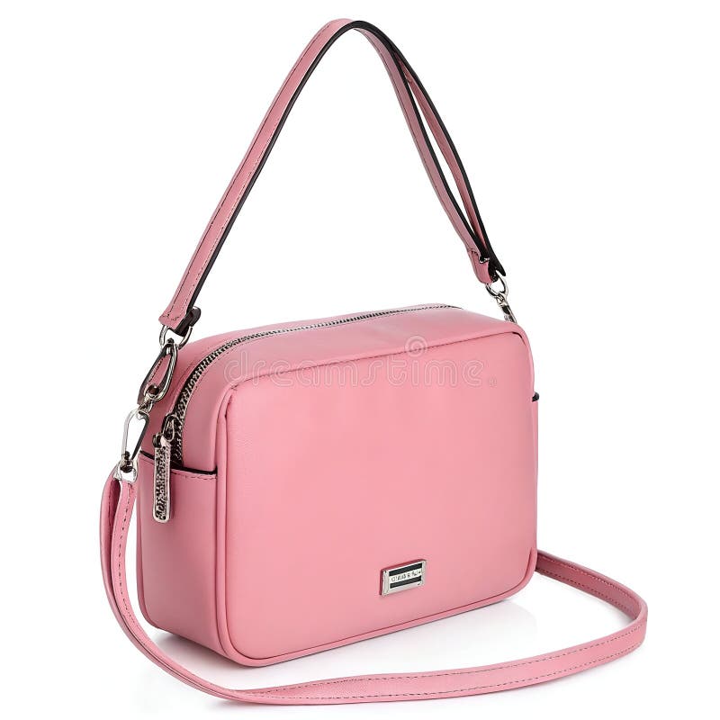 Ladies Pink Side Bag Isolated on White Background Stock Illustration ...
