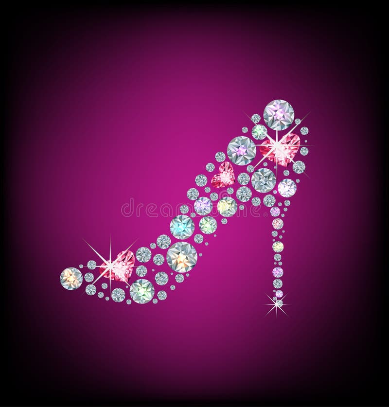 Diamond Shoes on Black Background Stock Vector - Illustration of jewel ...