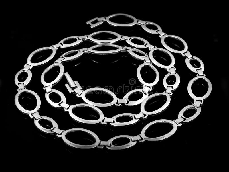 Ladies Silver Chain on Neck Stock Image - Image of studio, closeup ...
