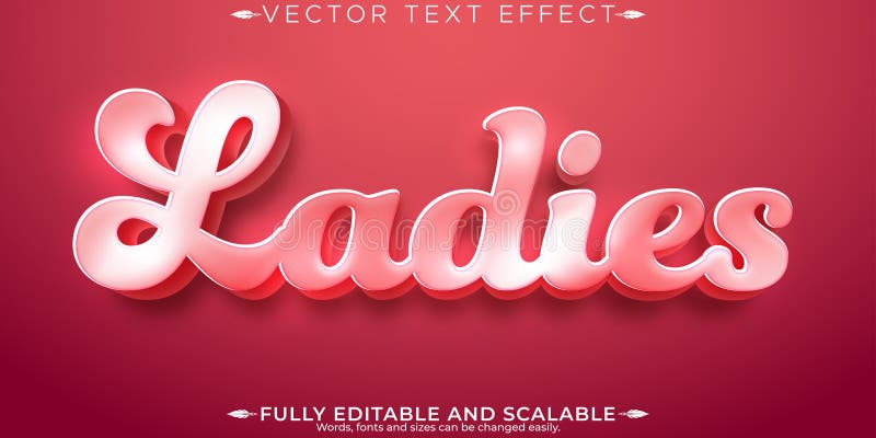 Ladies Text Effect, Pink and Soft Text Style Stock Vector ...