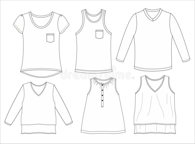 Ladies Top Print Vector Artwork Stock Vector - Illustration of line ...