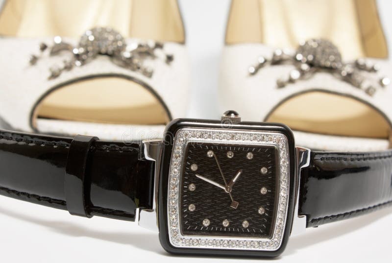 Ladies Watch and High Heels Shoes Stock Image - Image of brilliant ...