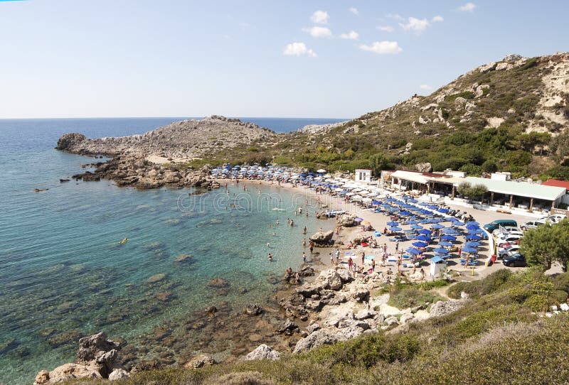 Ladiko-Strand Auf Rhodos-Insel, Griechenland Stockbild - Bild von ...