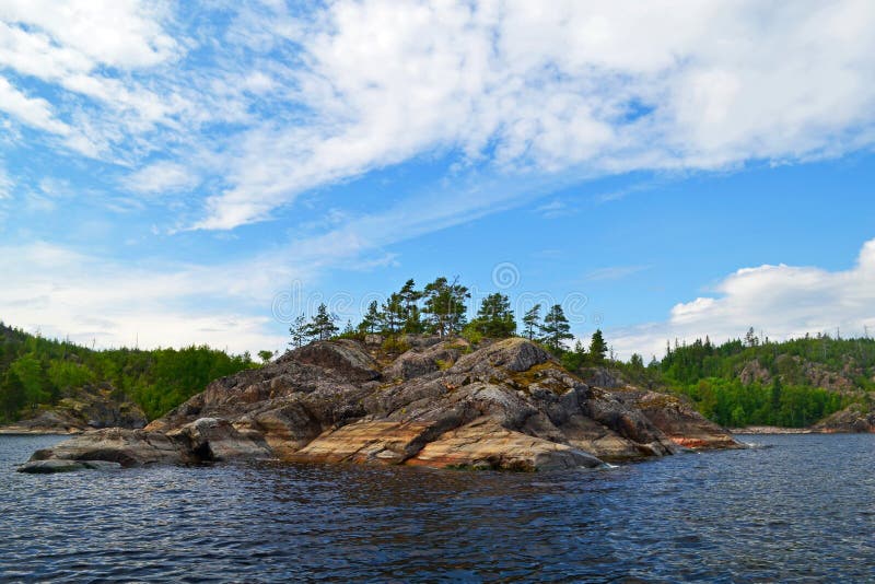 Ladoga Lake stock photo. Image of clouds, green, island - 107858794