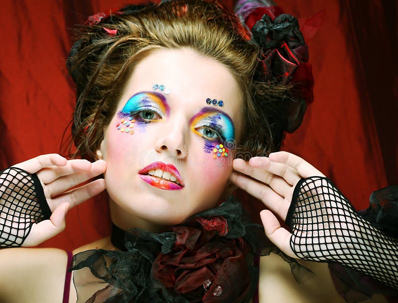 Lady with Artistic Make-up.Doll Style Stock Photo - Image of innocent ...
