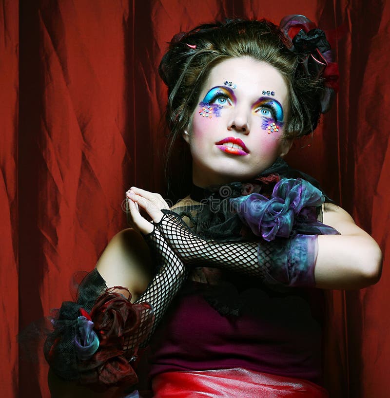 Lady with Artistic Make-up.Doll Style Stock Image - Image of creative ...