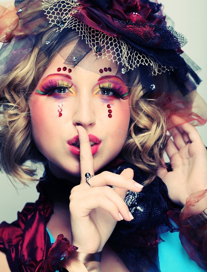 Lady with Artistic Make-up.Doll Style Stock Photo - Image of bright ...