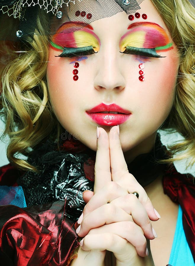 Lady with Artistic Make-up.Doll Style Stock Image - Image of beautiful ...