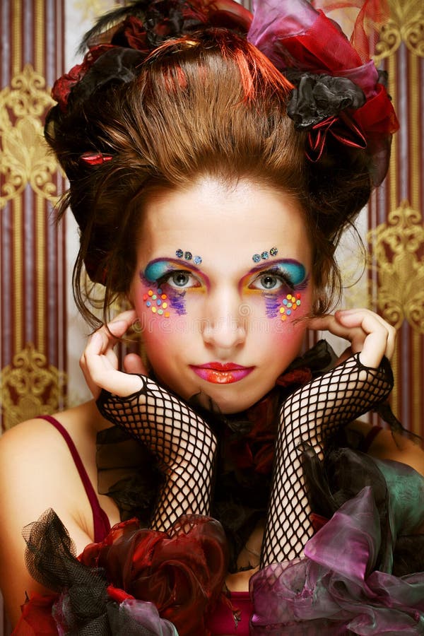 Lady With Artistic Make-up.Doll Style. Stock Image - Image of beautiful ...