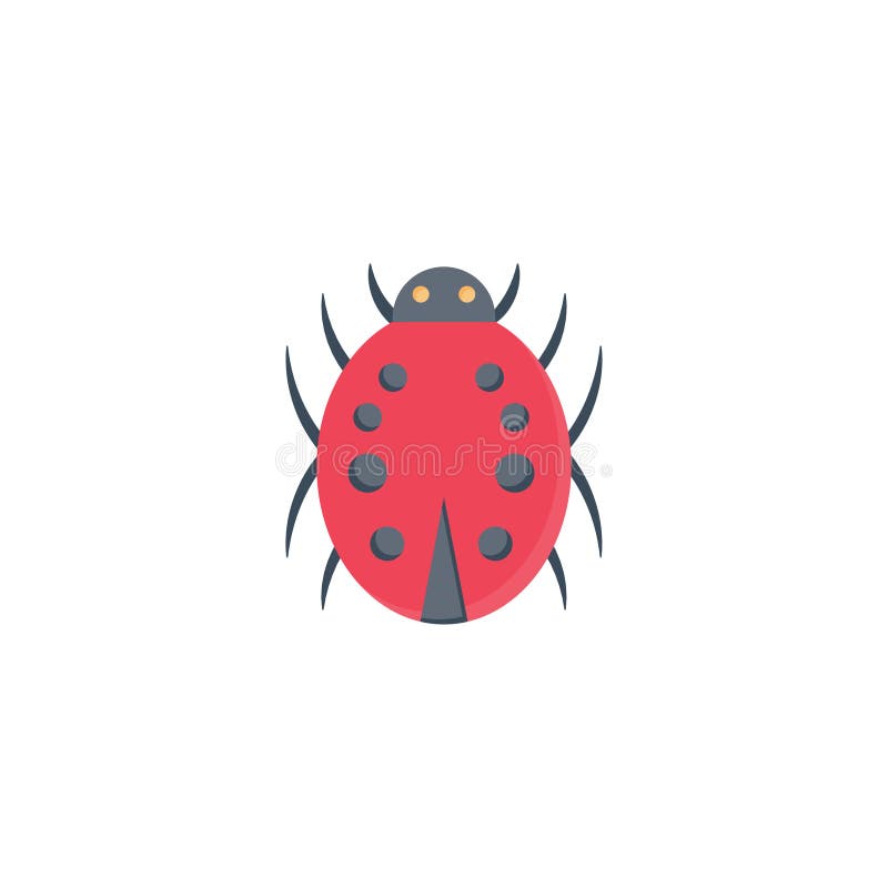 Lady Bird Vector Flat Colour Icon Stock Vector - Illustration of ...