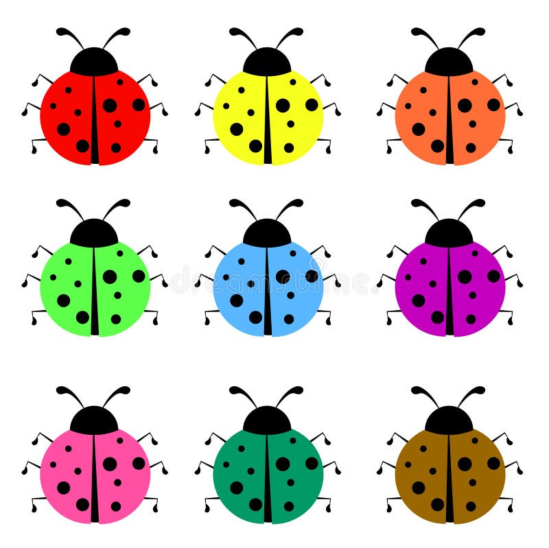 Lady birds icons stock illustration. Illustration of happy - 96298729