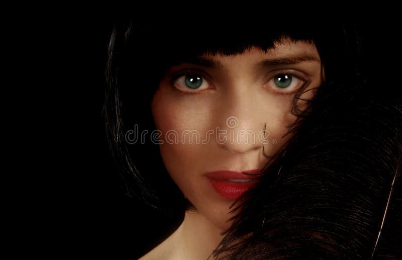 Lady with Black Feather stock photo. Image of exciting - 2281722