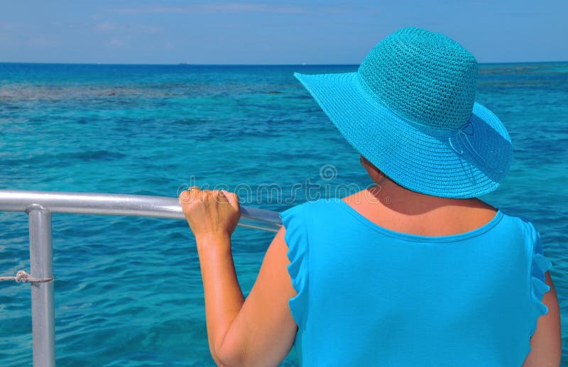 Lady in Blue on a Boat stock image. Image of blue, boating - 4665159
