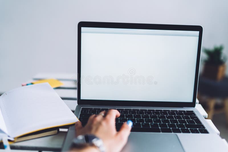 Working Process with Laptop and Planner in Light Room Stock Image ...