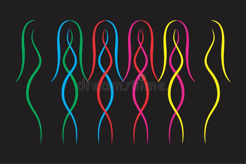 5 Lady Body Figure Line Art with 5 Colors Stock Vector - Illustration ...