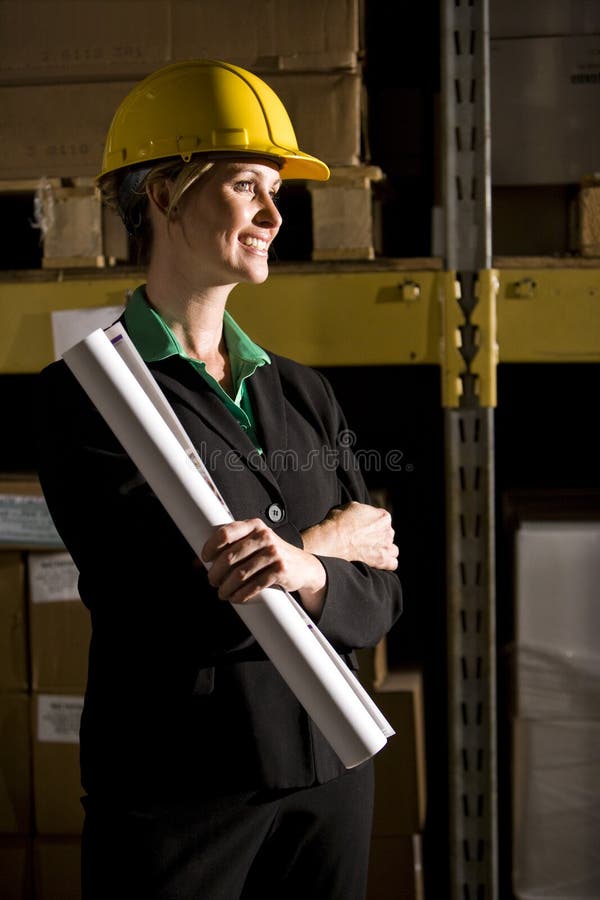 Lady boss stock image. Image of blueprints, plans, work - 10707375