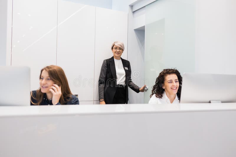 Lady Boss and Her Subordinates in the Office. Stock Photo - Image of ...