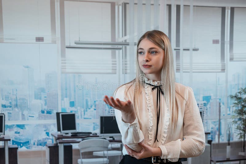 The Lady Boss, Standing in the Office, Emotionally Explains the ...