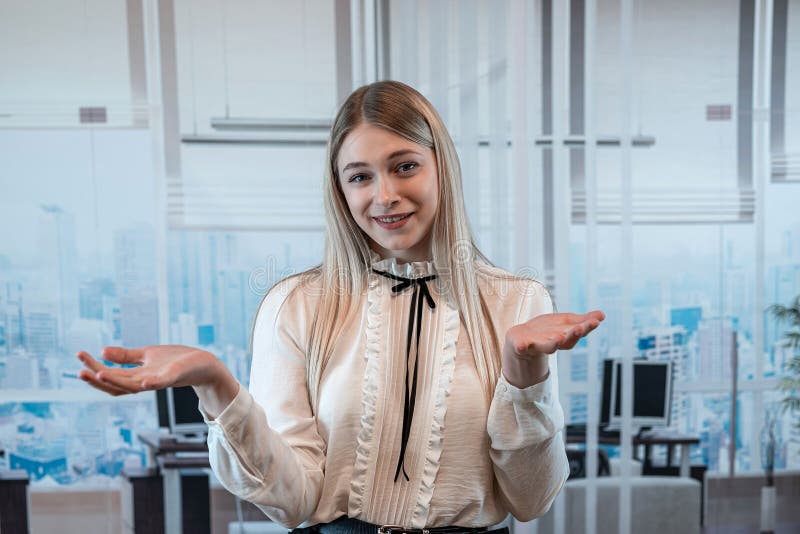 The Lady Boss, Standing in the Office, Emotionally Explains the ...