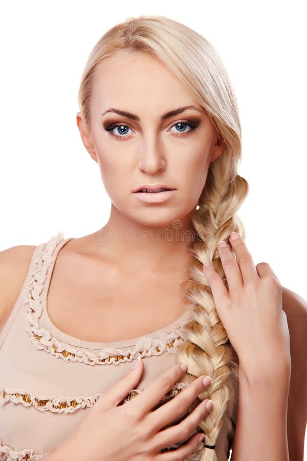 Lady with braid stock image. Image of eyes, complexion - 15839905
