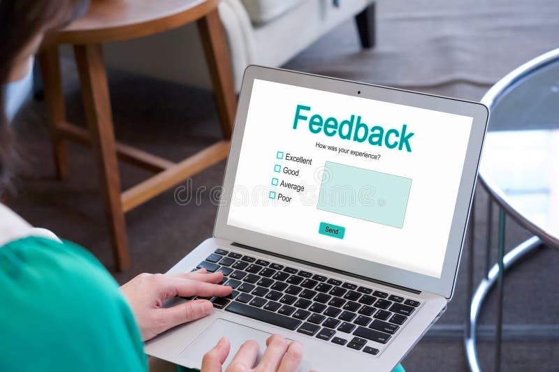 A Lady is Busy Typing on Her Laptop Computer Which Shows a Feedback ...