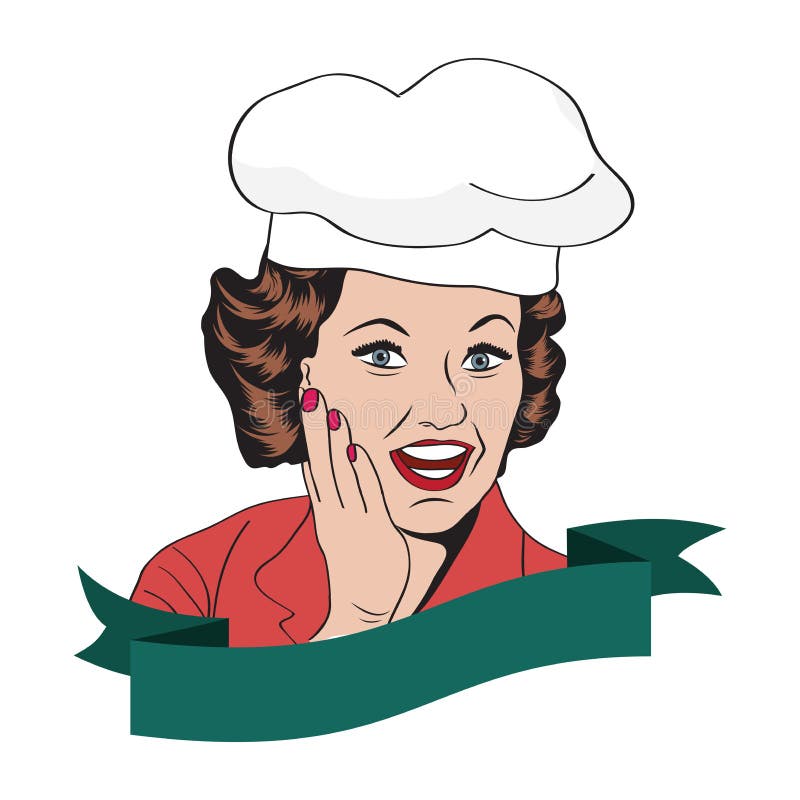 Lady Chef, Retro Illustration Stock Illustration - Illustration of ...