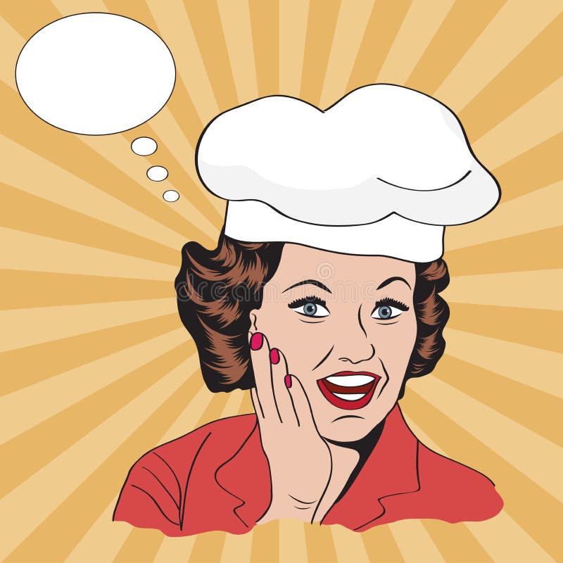 Lady Chef, Retro Illustration Stock Illustration - Illustration of ...