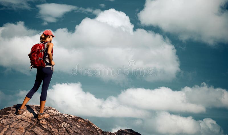 Lady on the cliff stock image. Image of egypt, wild, climber - 56742993