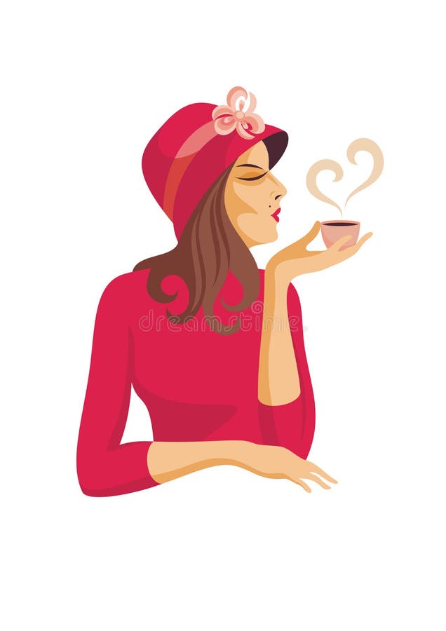 Lady and coffee stock vector. Illustration of turtleneck - 69193391