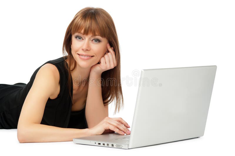 Lady and the computer stock photo. Image of alone, personal - 19686690