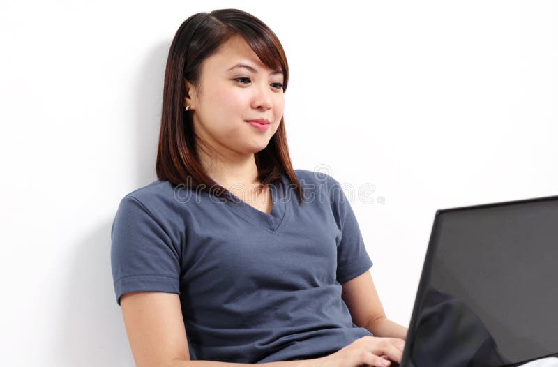 Lady with Computer stock image. Image of attractive, person - 24239587