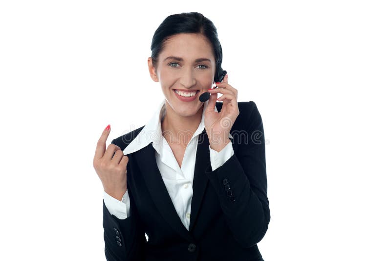Lady Customer Support Executive on Call Stock Photo - Image of formals ...