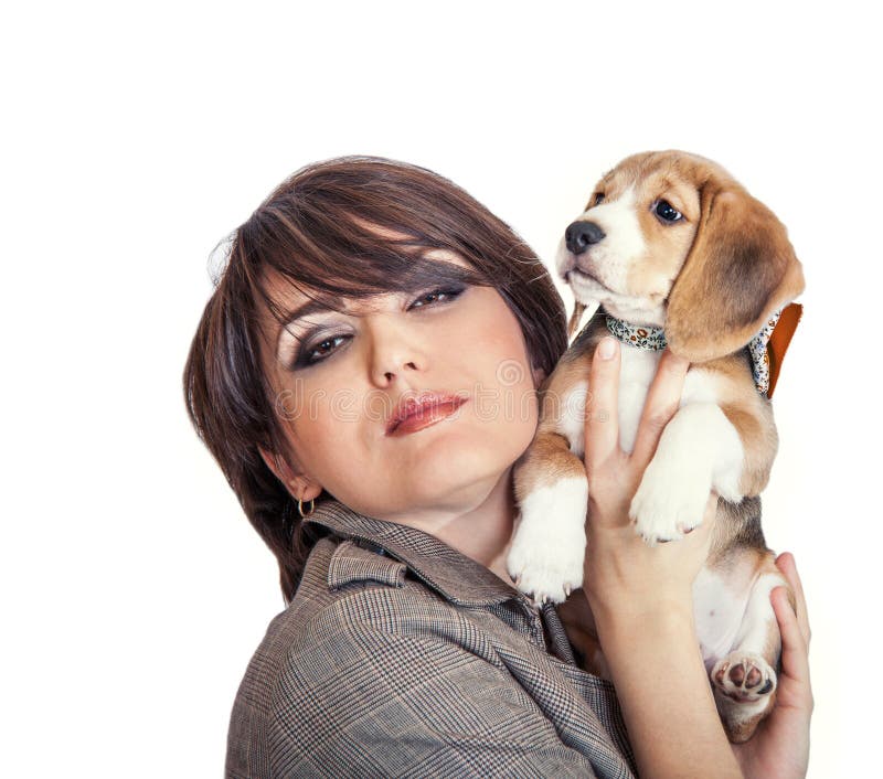 Lady with Cute Beagle Puppy Stock Image - Image of color, pedigreed ...