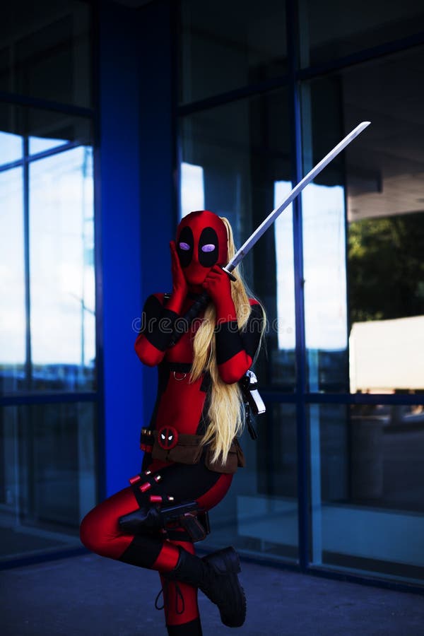 Lady Deadpool editorial stock photo. Image of cosplay - 67693568
