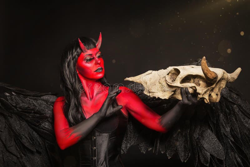 Lady Demon, Creative Photosession Stock Image - Image of bright ...