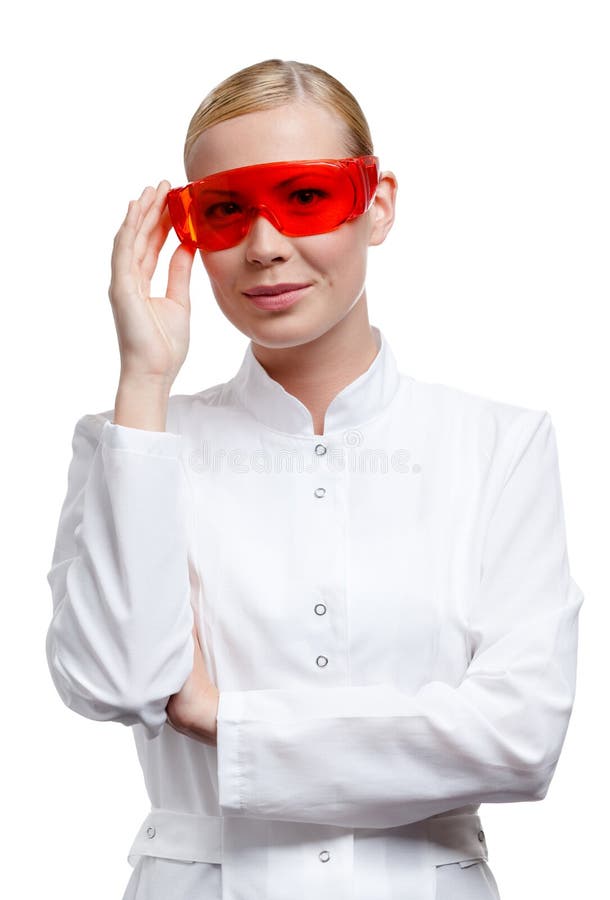 Lady doctor in spectacles stock image. Image of care - 27489835