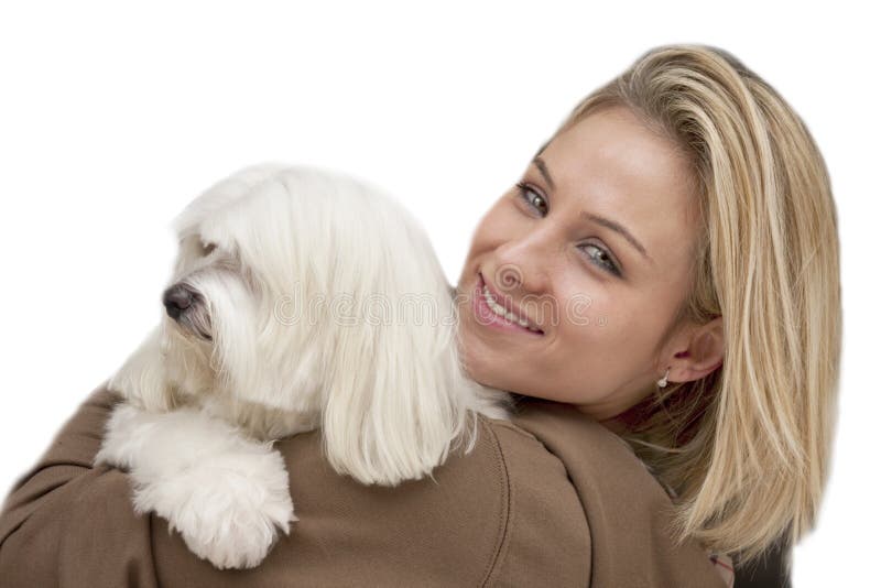 Lady with dog stock image. Image of attractive, teen - 12786779