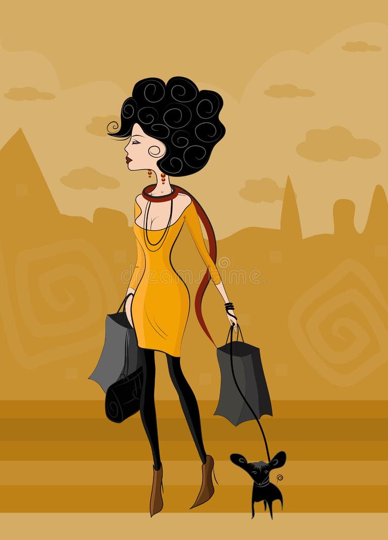 Lady Walking Dog Cartoon Stock Illustrations – 682 Lady Walking Dog ...