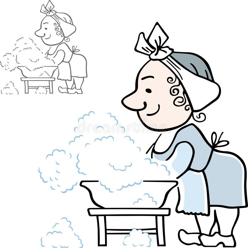 Lady doing laundry stock vector. Illustration of cartoon - 55554108