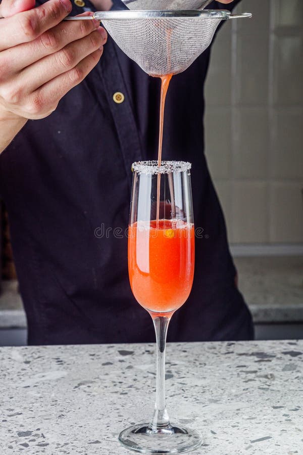 Lady Dream Cocktail on a Gray Stone Bar Counter Stock Photo - Image of ...